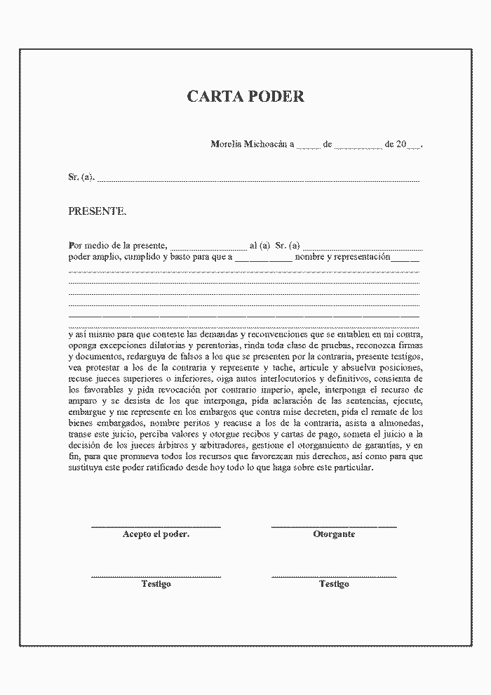 Concepto de carta poder - Definición en DeConceptos.com